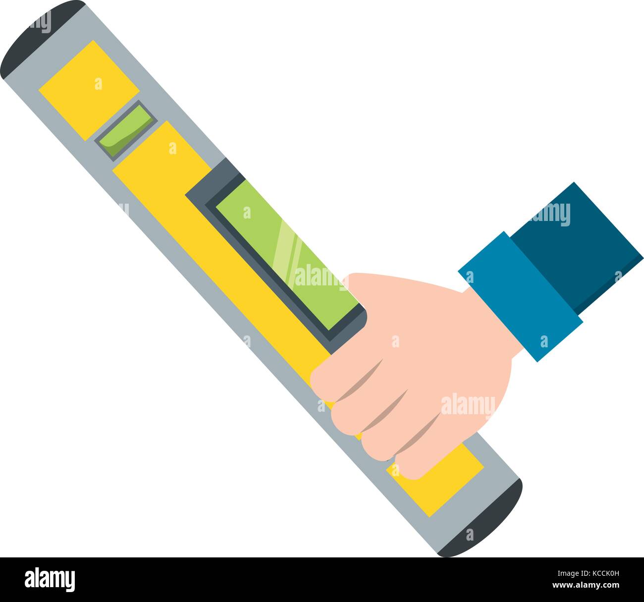 hand holding a level ruler icon over white background vector ...