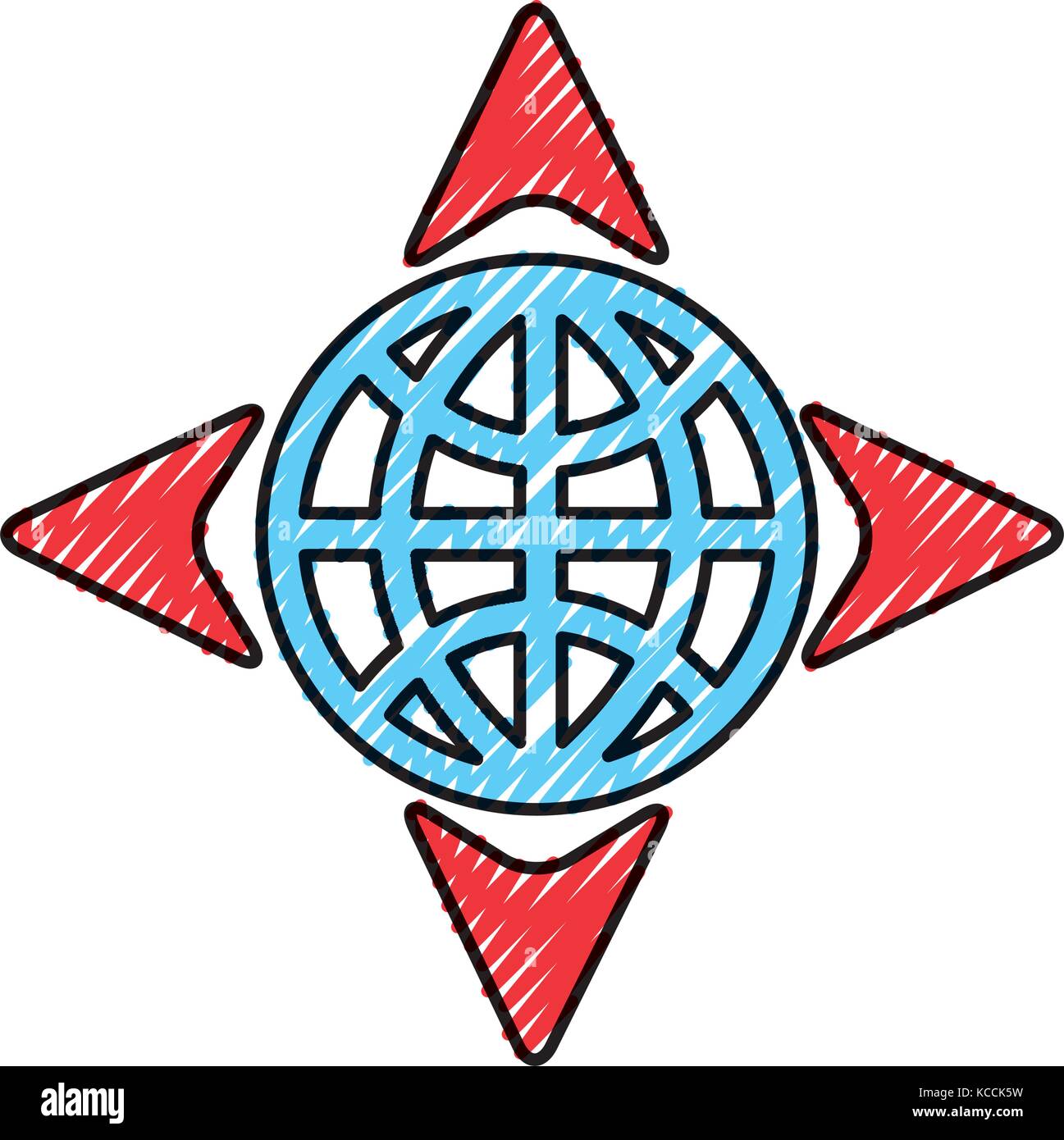 globe and four arrow navigation destination world Stock Vector Image ...