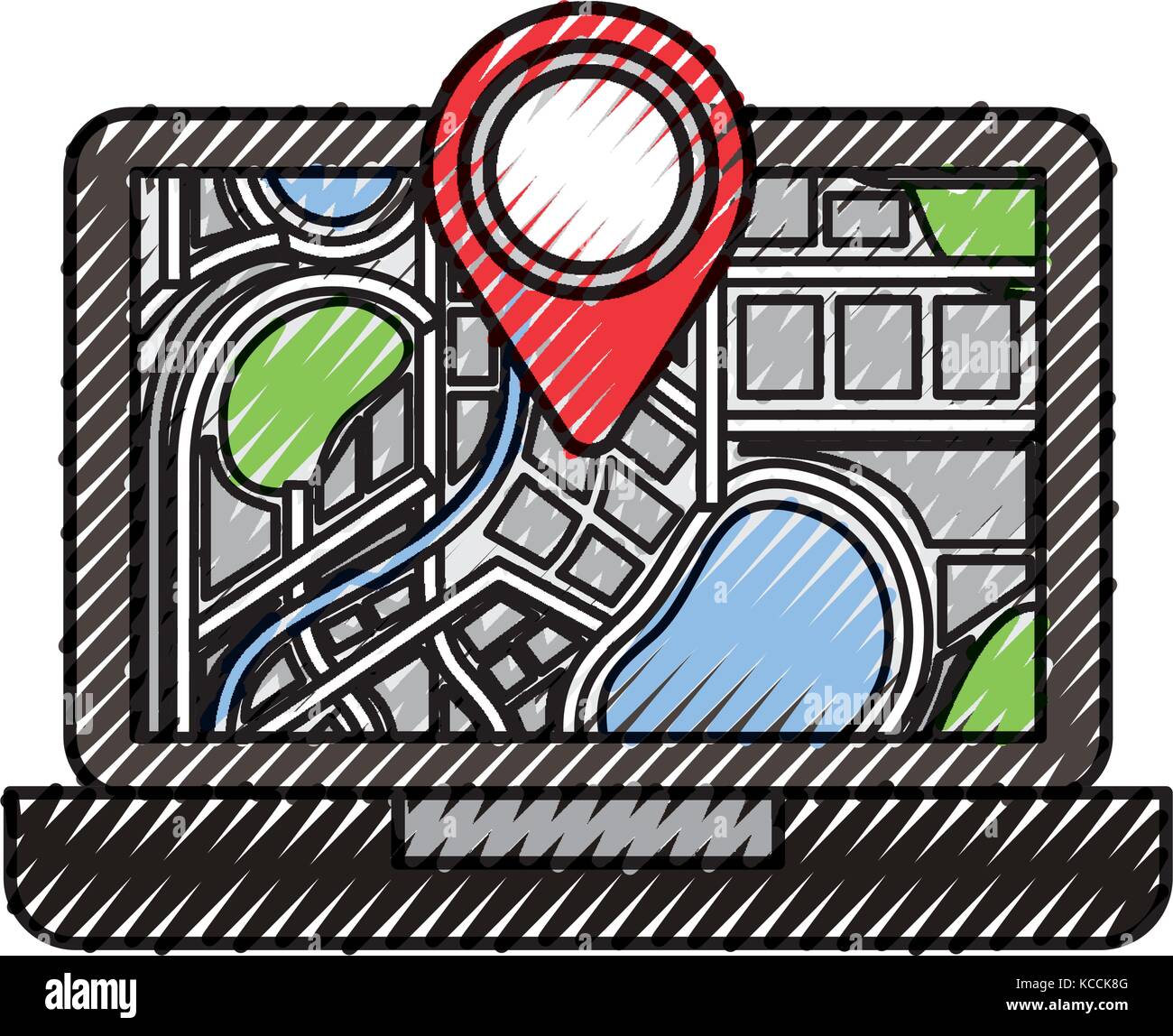 laptop application technology navigation pin map Stock Vector Image ...
