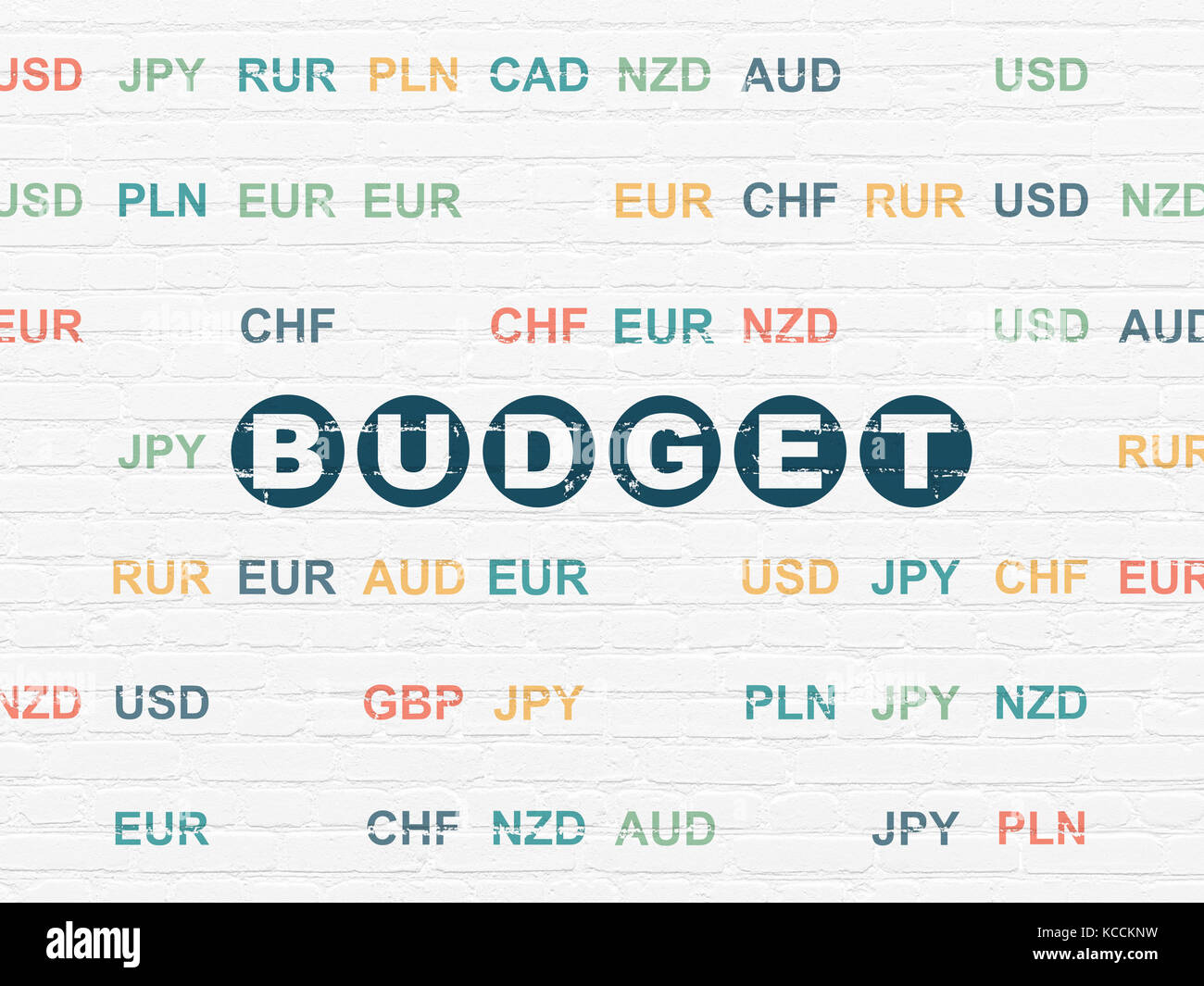 Currency concept: Budget on wall background Stock Photo - Alamy