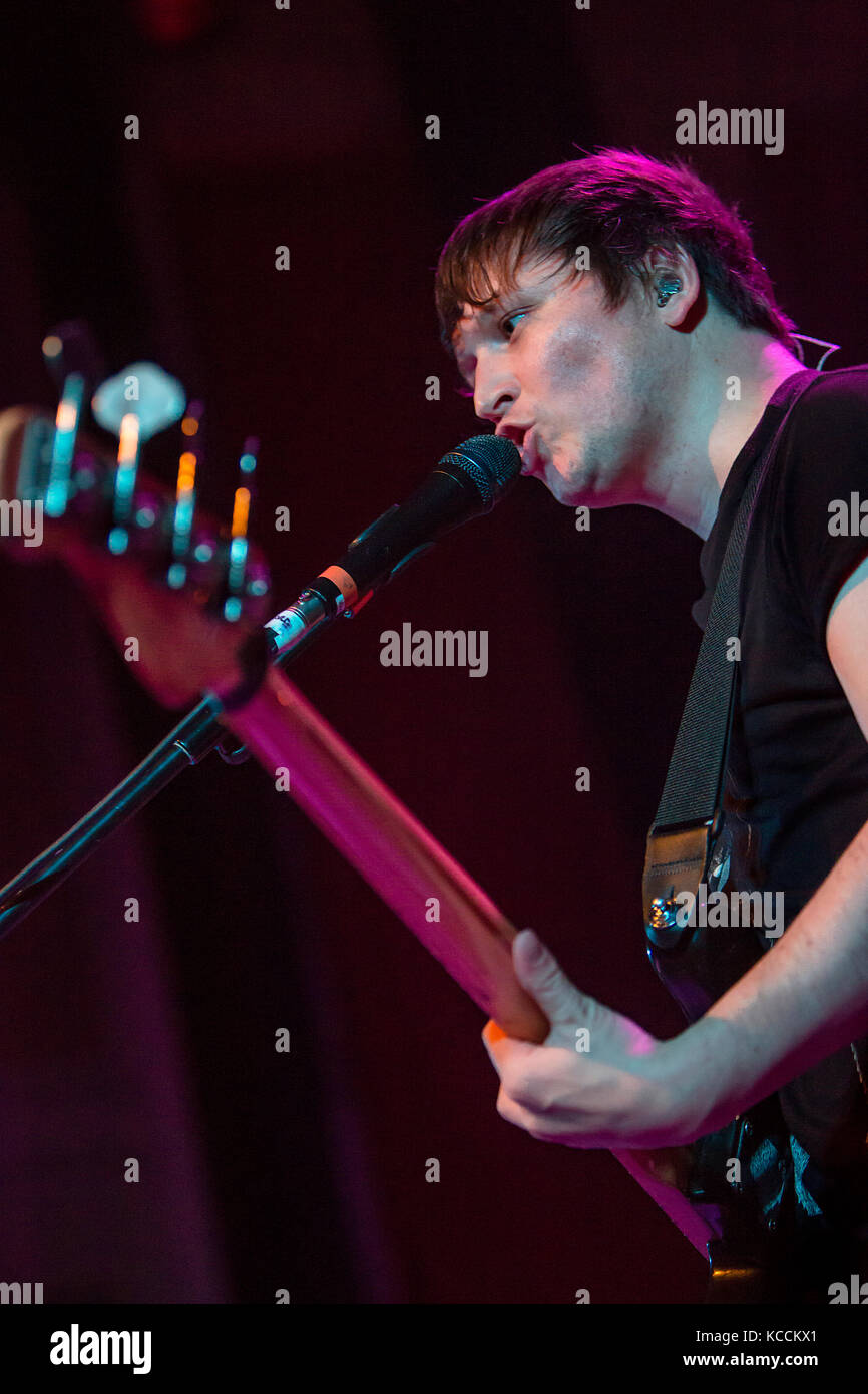 The Wombats, the English indie rock band, performs a live concert at ...