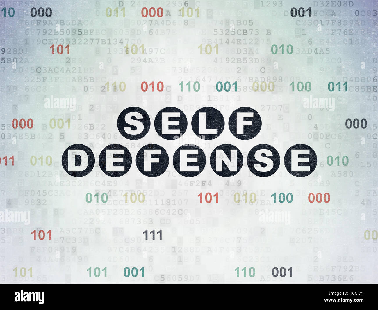 Safety concept: Self Defense on Digital Data Paper background Stock ...
