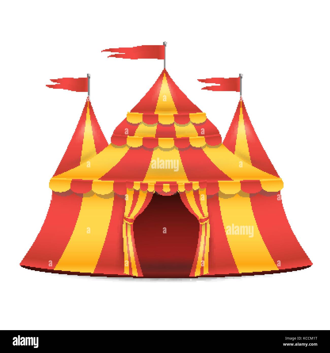 Realistic Circus Tent Vector. Red And Yellow Stripes. Cartoon Big Top ...