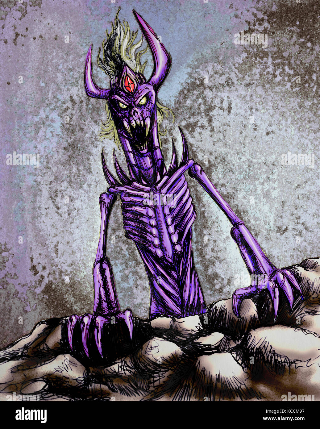 Illustration of a devillish creature Stock Photo - Alamy