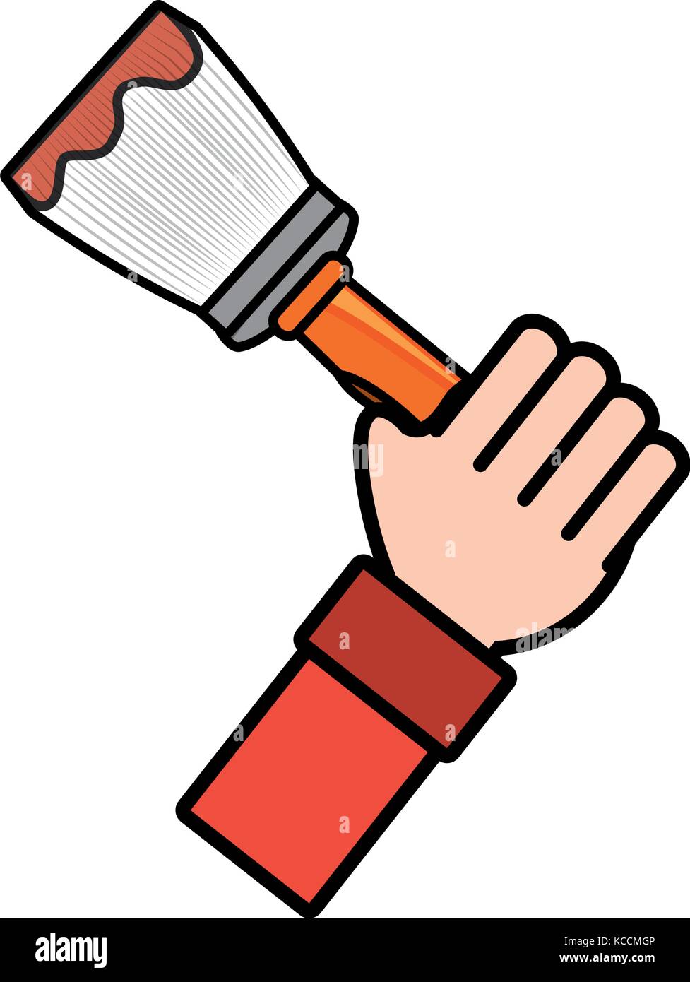 hand holding a paint brush icon over white background vector ...