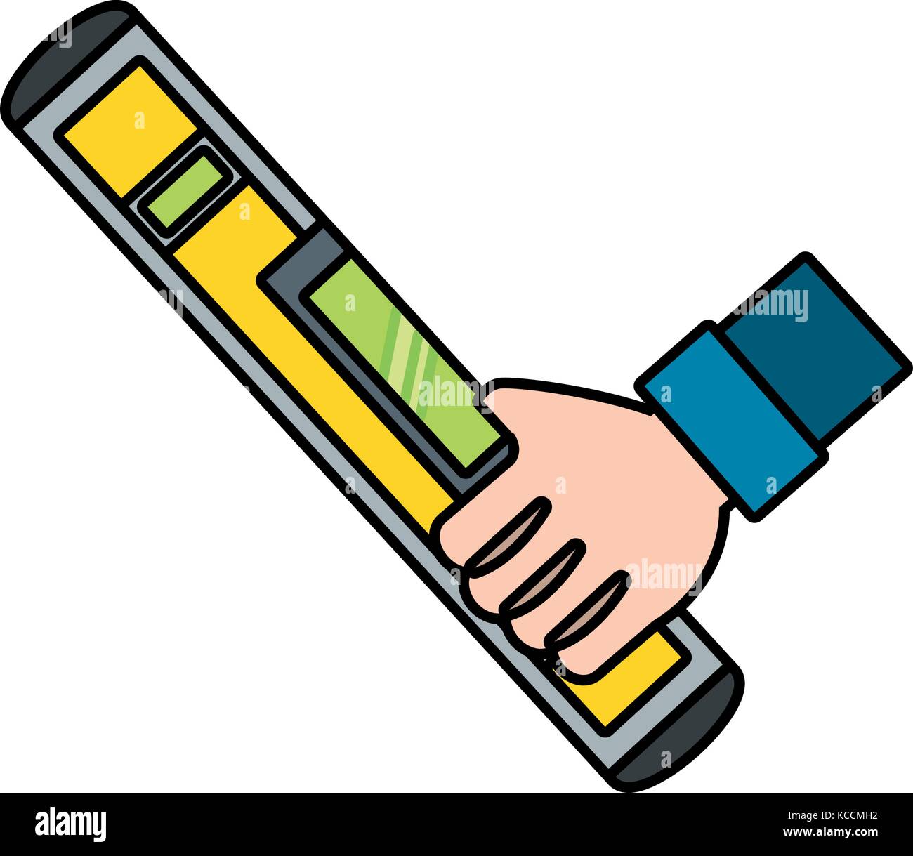 hand holding a level ruler icon over white background vector ...