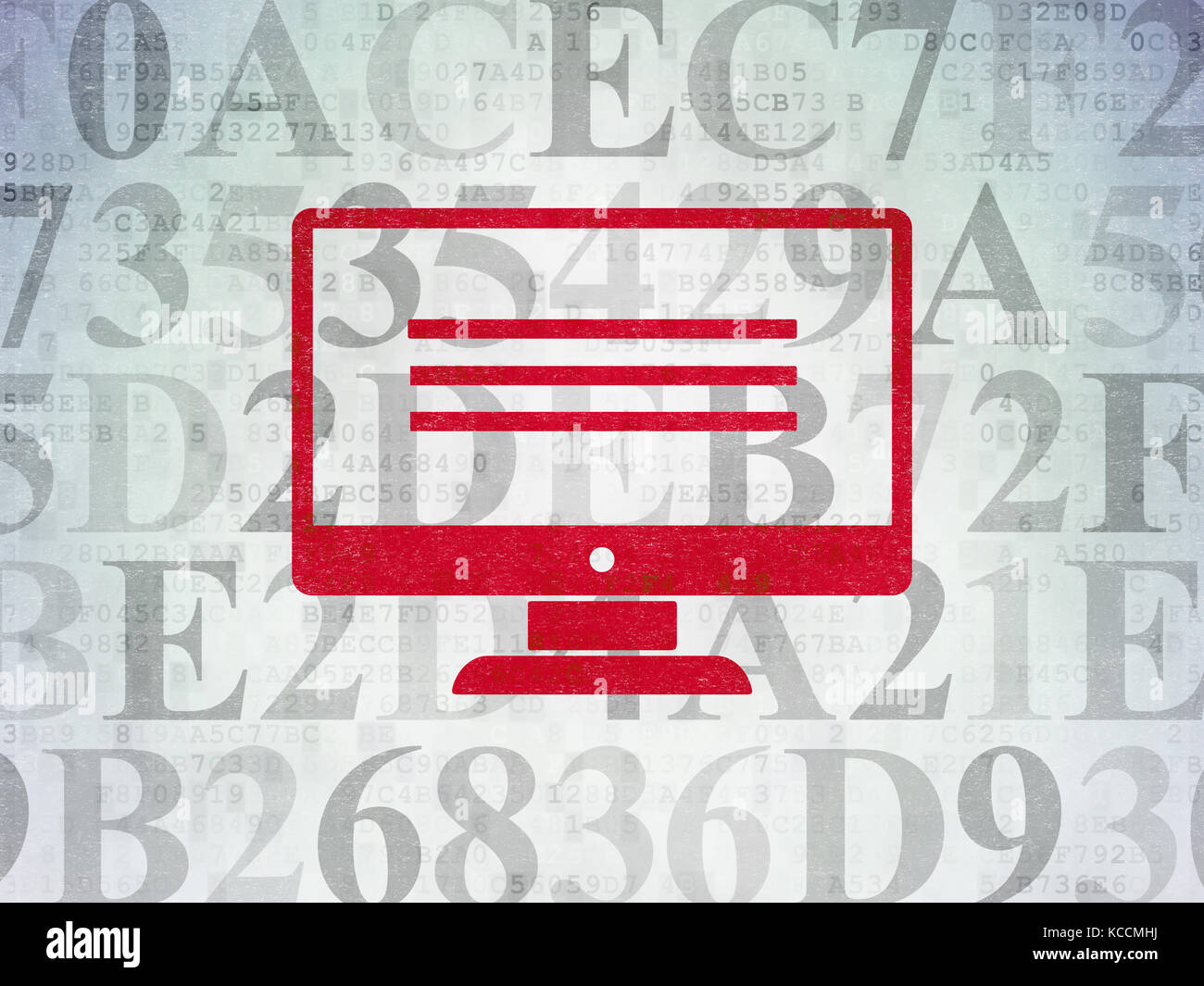 Web development concept: Monitor on Digital Data Paper background Stock ...