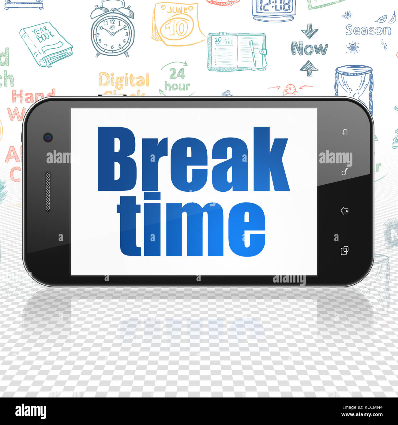 Timeline concept: Smartphone with Break Time on display Stock Photo - Alamy