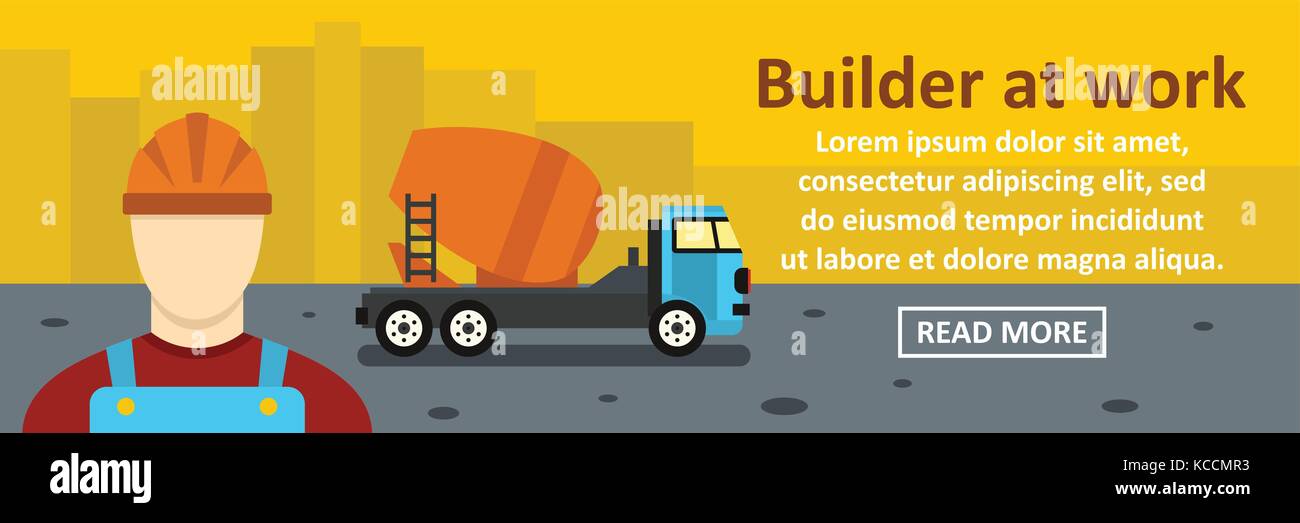 Builder at work banner horizontal concept Stock Vector Image & Art - Alamy