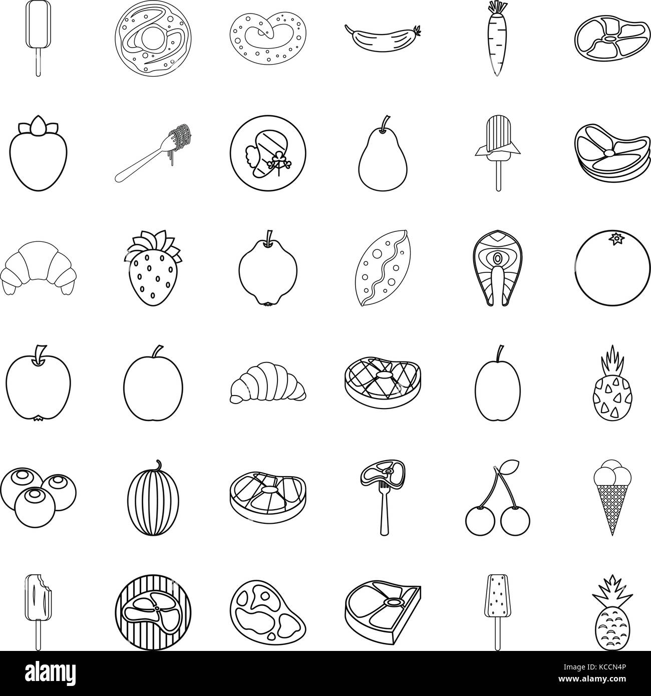 Lunch icons set, outline style Stock Vector Image & Art - Alamy