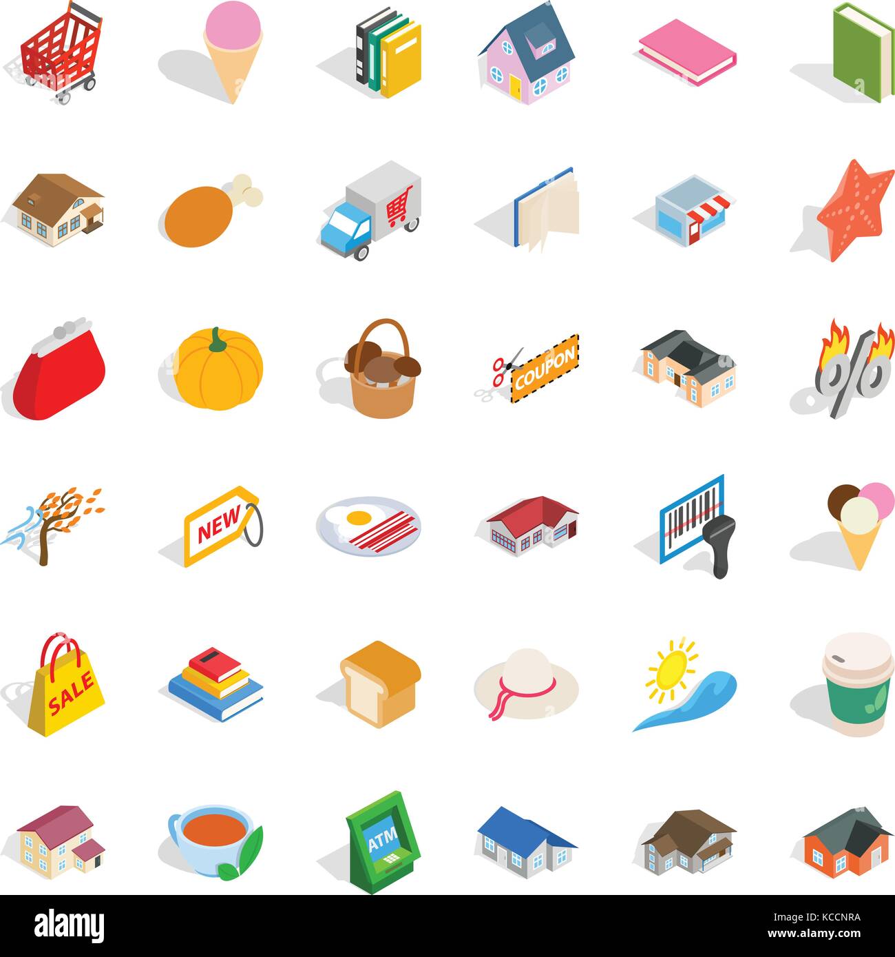 Cute icons set, isometric style Stock Vector Image & Art - Alamy