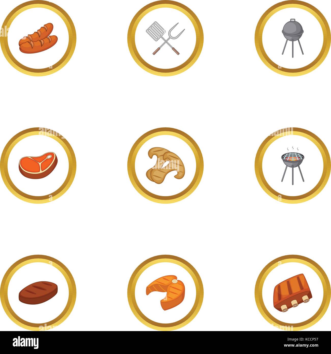 Cooking on fire icons set, cartoon style Stock Vector Image & Art - Alamy