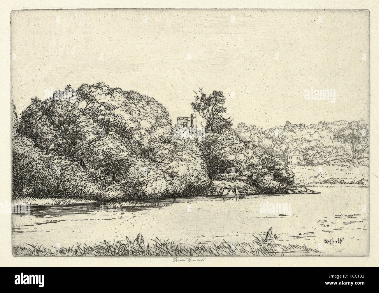 Drawings and Prints, Print, Pond and Willows, Artist, Ernest Haskell ...