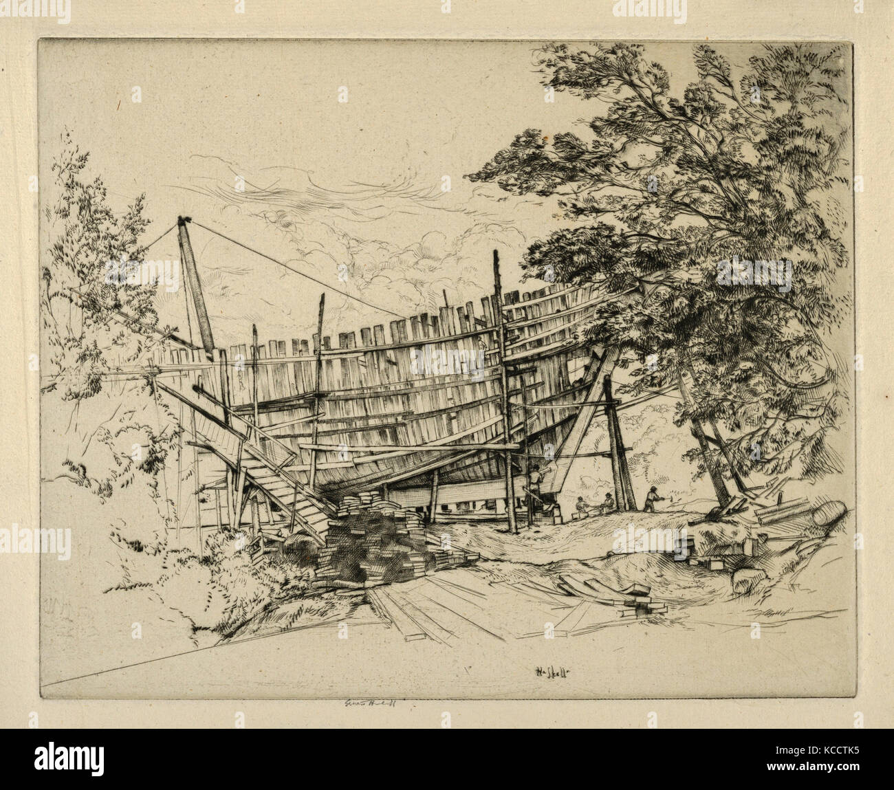 Drawings and Prints, Print, Ship Building, Artist, Ernest Haskell ...