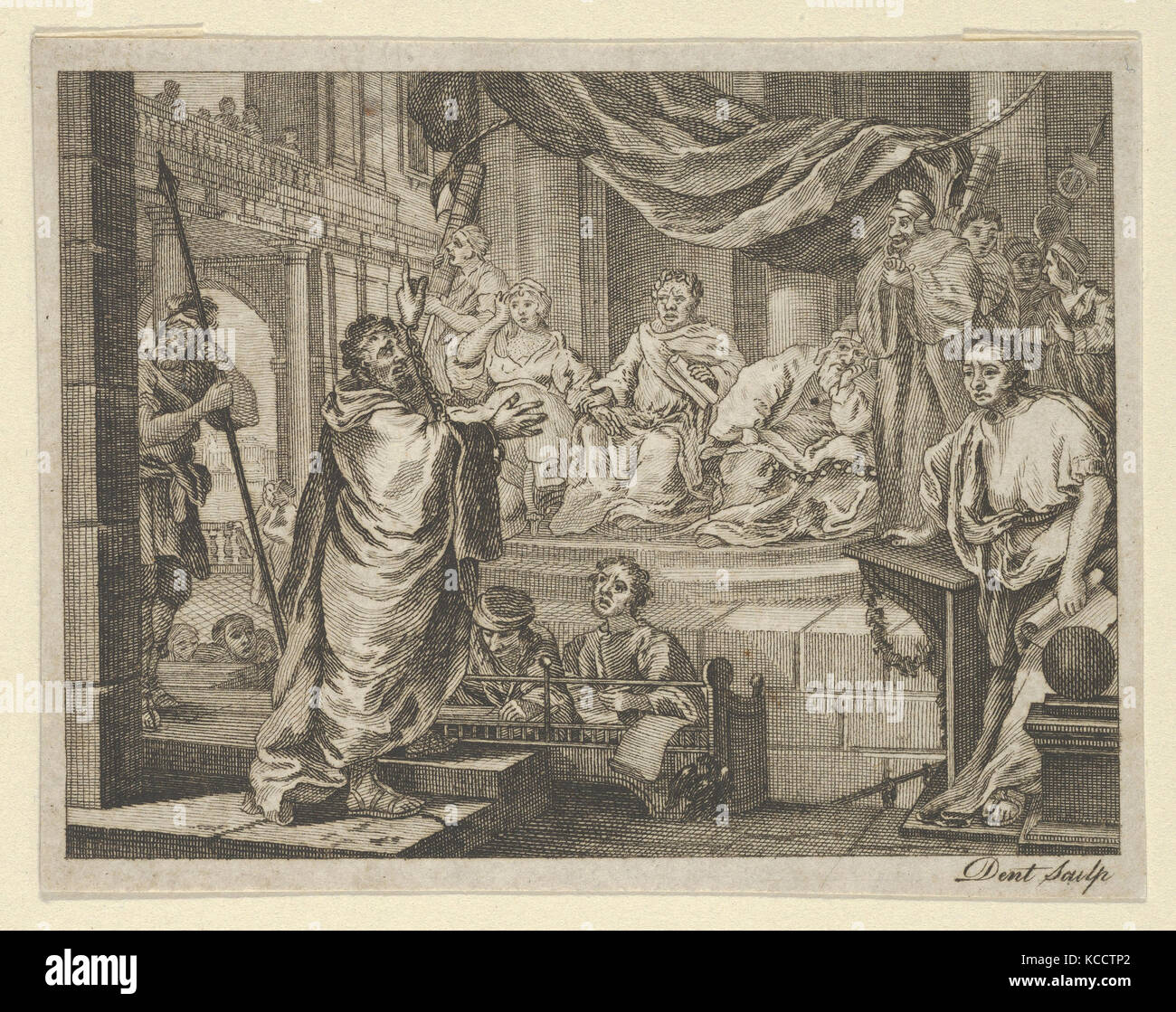 Paul Before Felix, ca. 1800, Engraving, Sheet: 2 1/2 x 3 1/4 in. (6.4 x ...