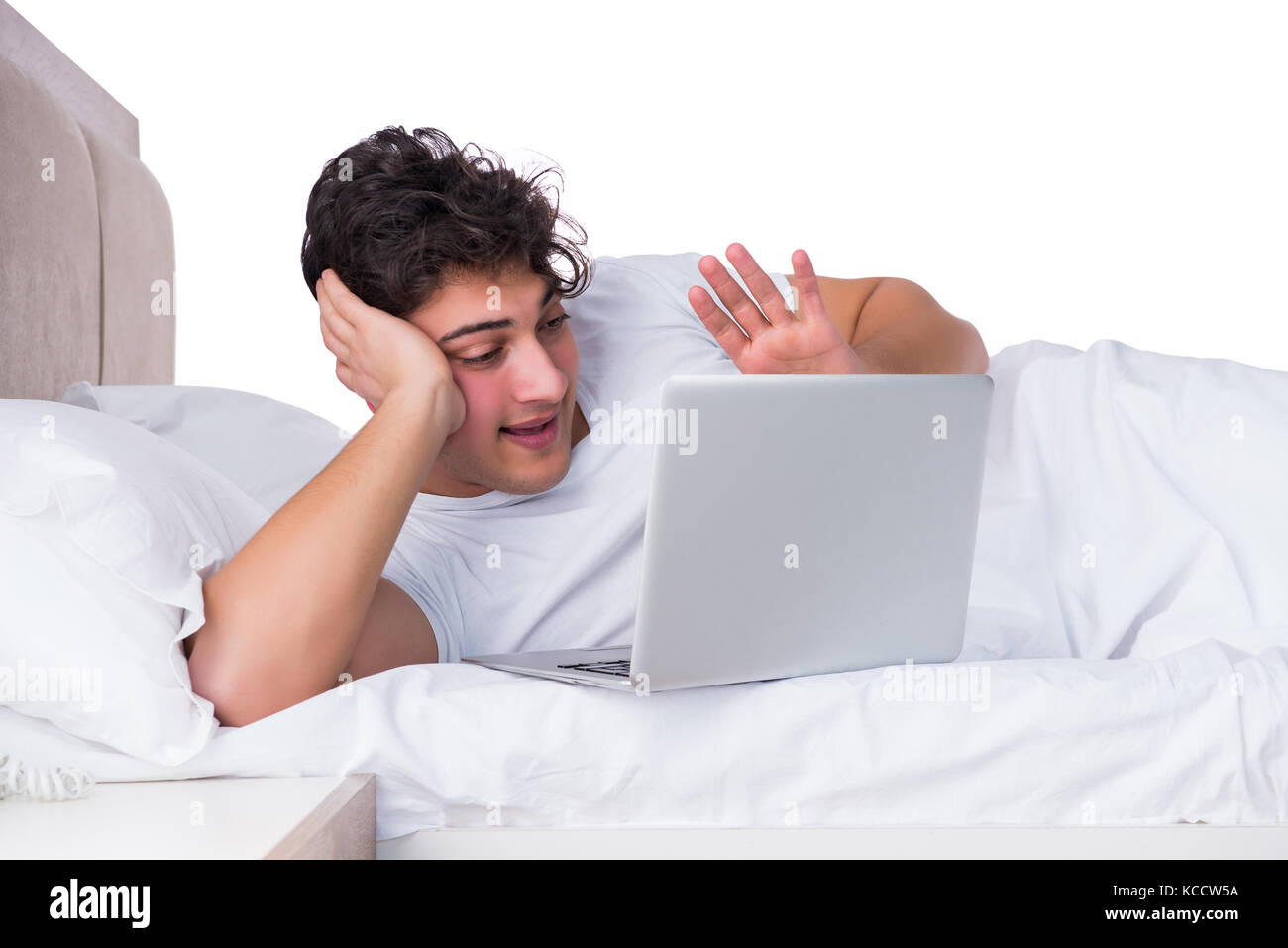 Man in bed suffering from insomnia Stock Photo - Alamy