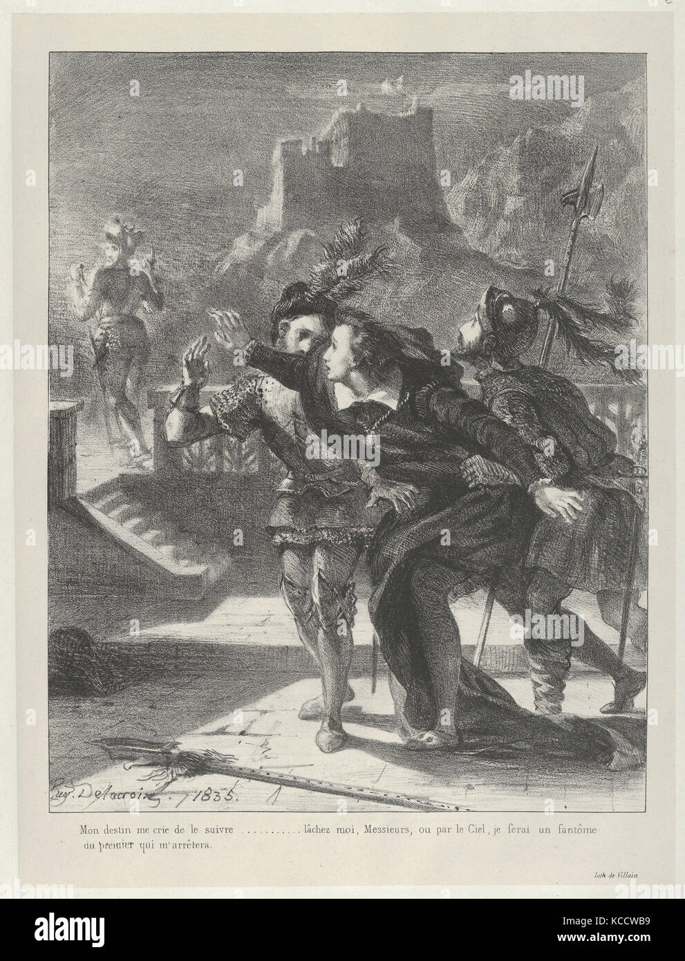 Hamlet Tries To Follow His Father's Ghost, Eugène Delacroix, 1835 Stock ... Hamlet Tries To Follow His Father's Ghost, Eugène Delacroix, 1835 Stock ...
