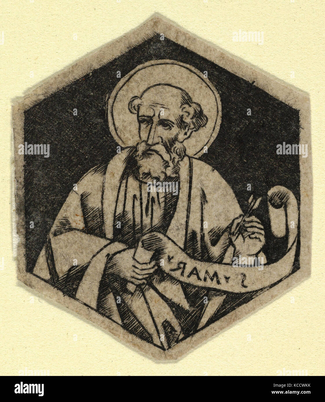 Drawings and Prints, Print, St Mark the Evangelist, holding a banderole ...