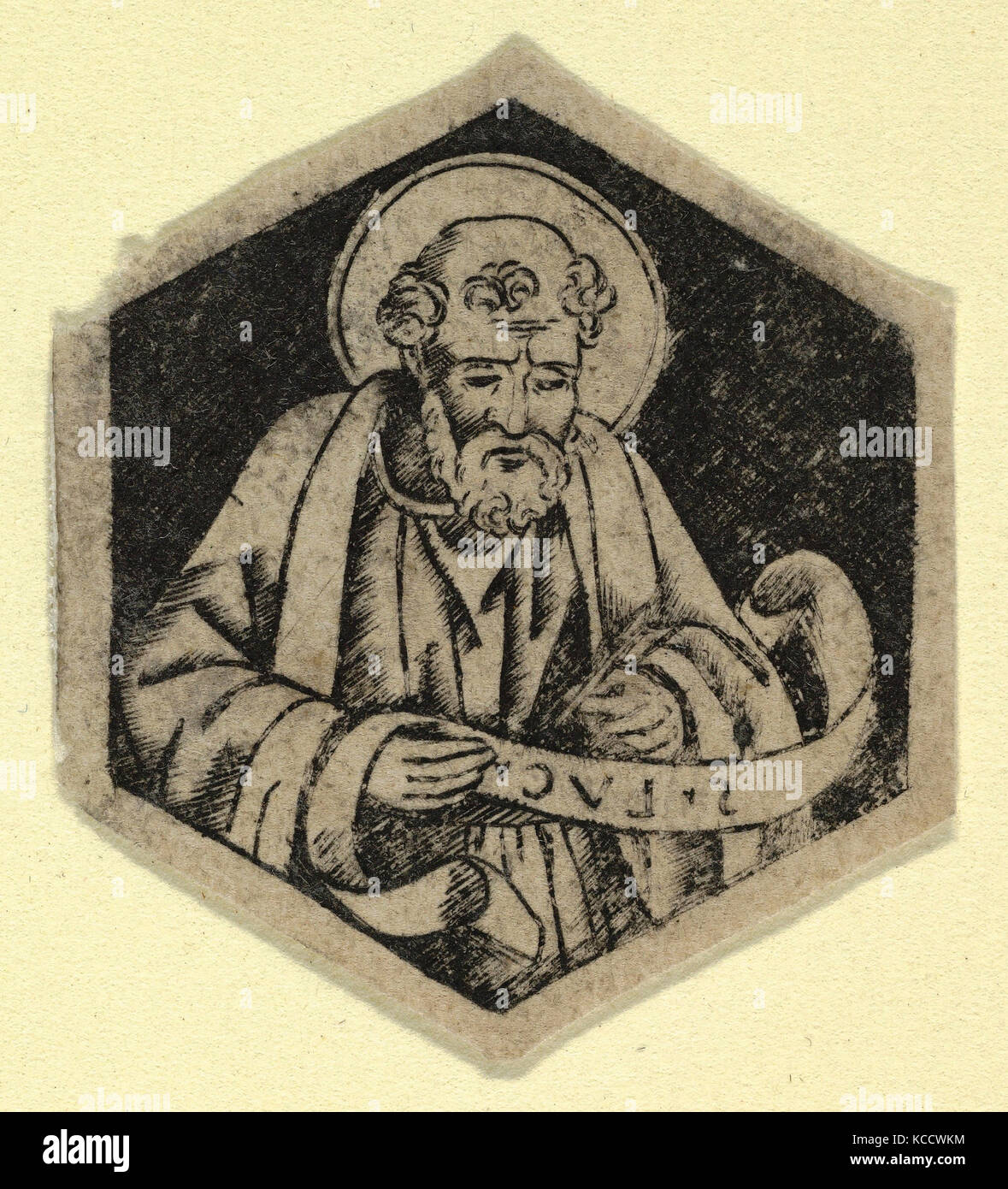 Drawings and Prints, Print, St Luke the Evangelist, holding a banderole ...
