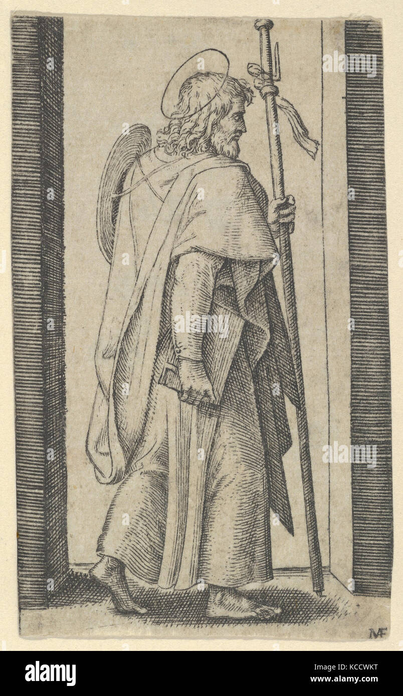 Saint James Major, book is his right hand, staff in his left facing ...