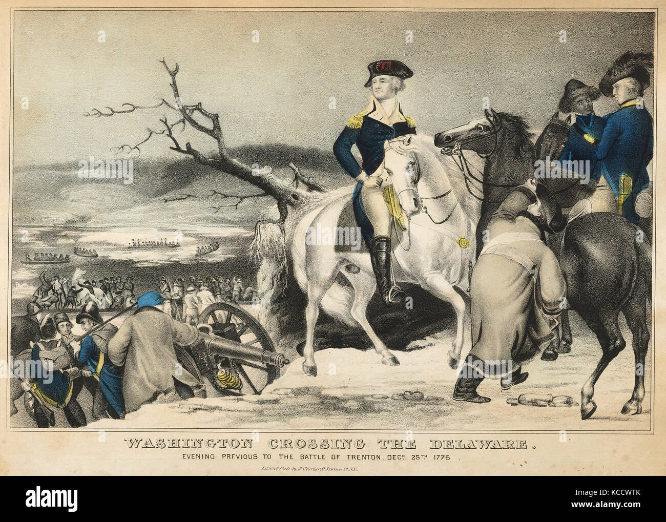 Drawings and Prints, Print, Washington Crossing the Delaware–Evening ...