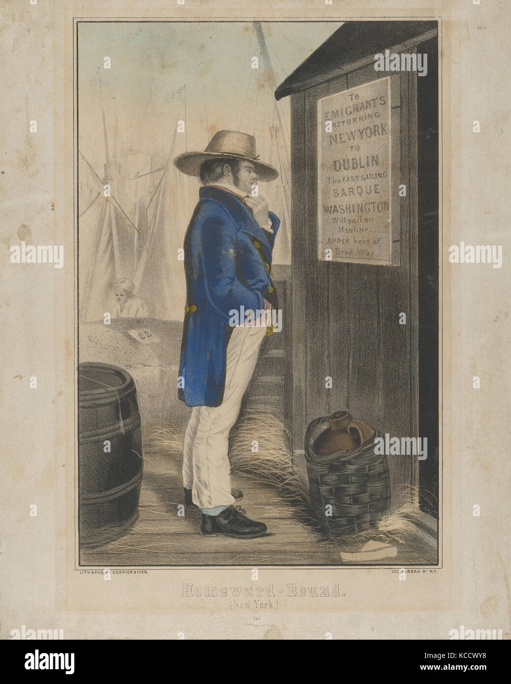 Homeward Bound (New York), ca. 1860, Hand-colored lithograph, Image: 11 ...