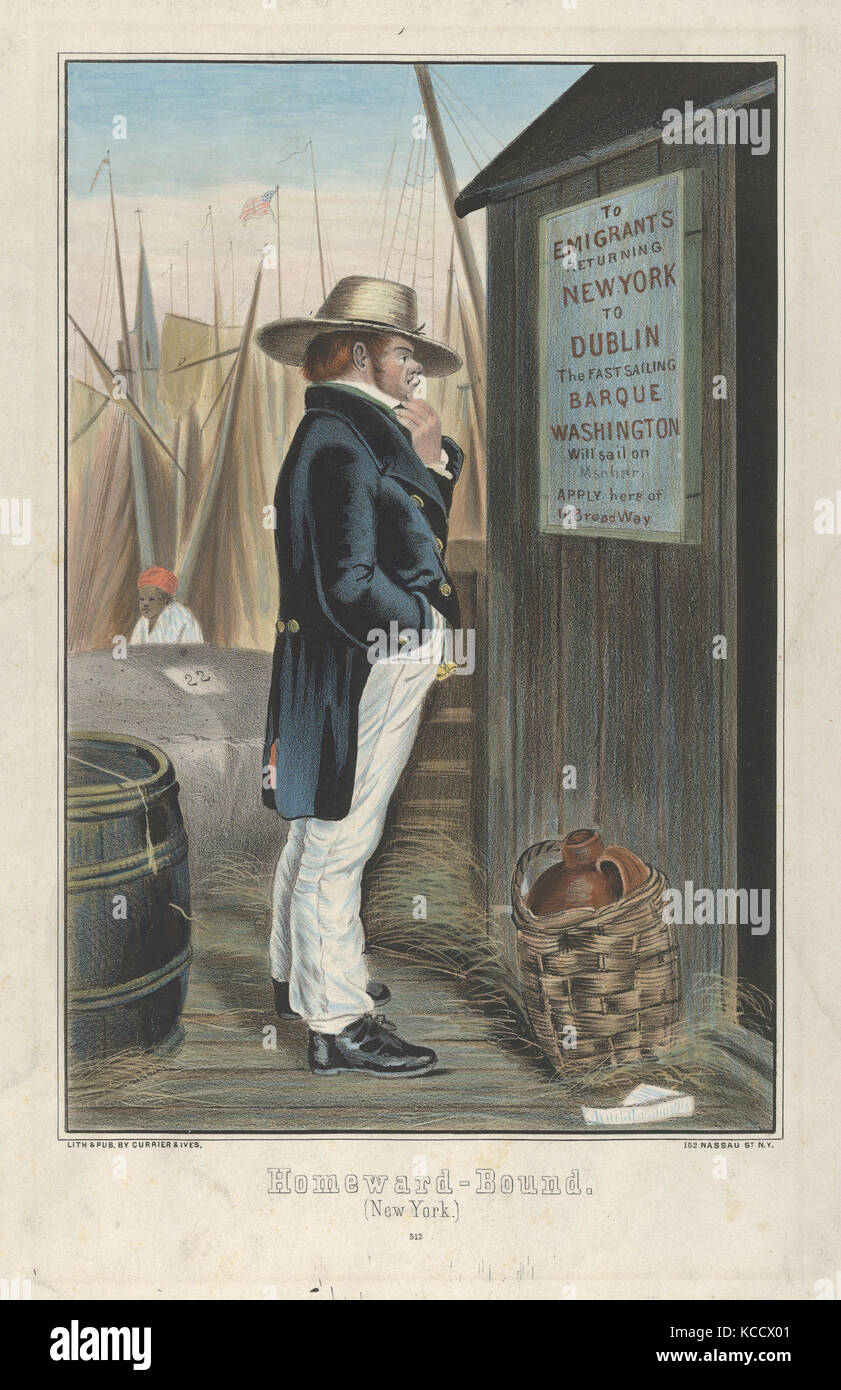 Homeward Bound (New York), ca. 1860, Hand-colored lithograph, Image: 11 ...