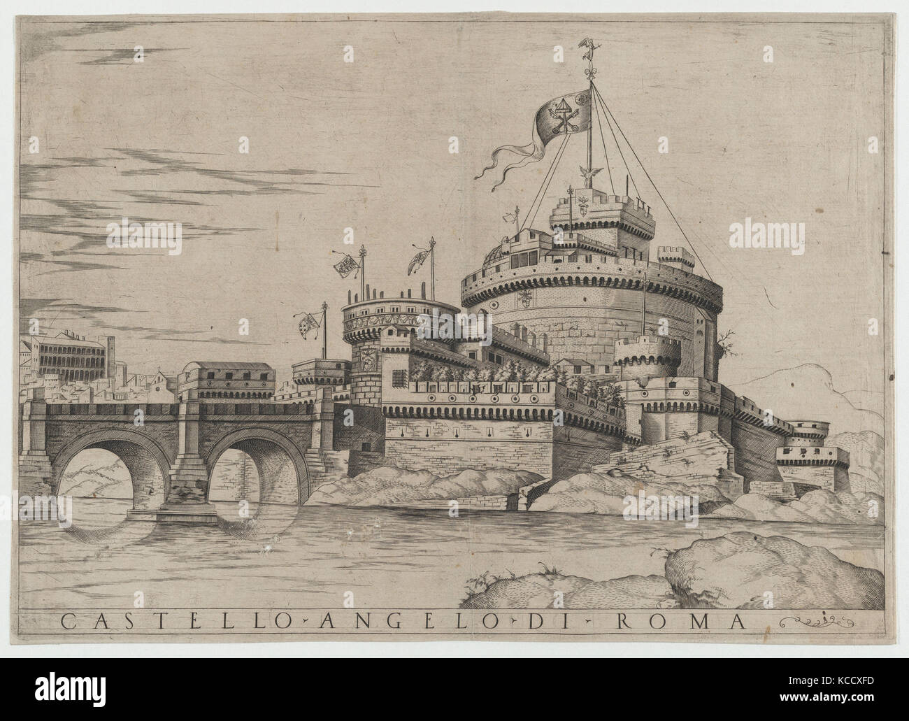 Castello San Angelo, 16th century, Engraving, sheet: 10 1/4 x 14 3/16 ...