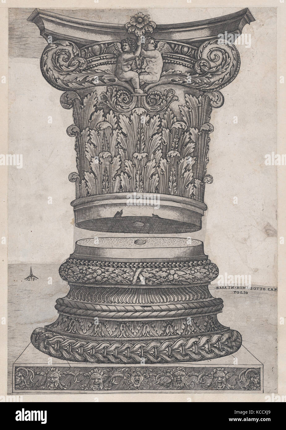 Speculum Romanae Magnificentiae: Decorated capital and base, Master G.A ...