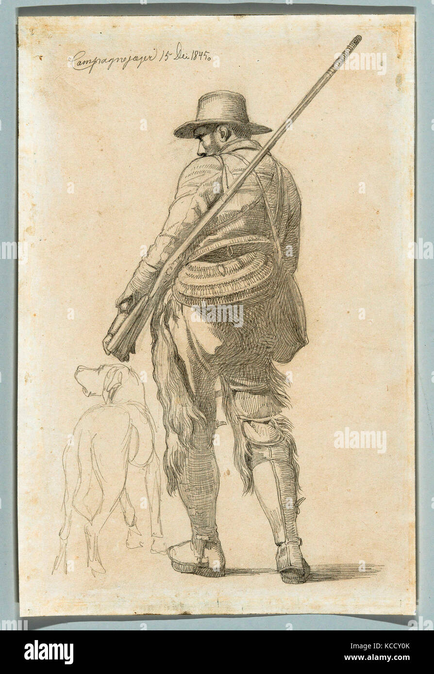 Drawings and Prints, Drawing, Roman Hunter with his Dog, seen from the ...