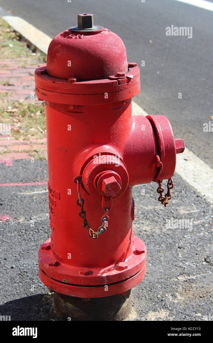 A fire hydrant on a busy city block in the new england north atlantic ...