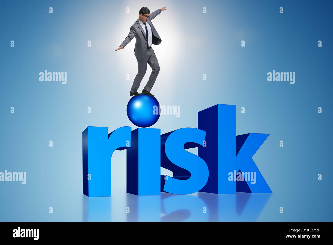 Young businessman in business risk and uncertainty concept Stock Photo ...