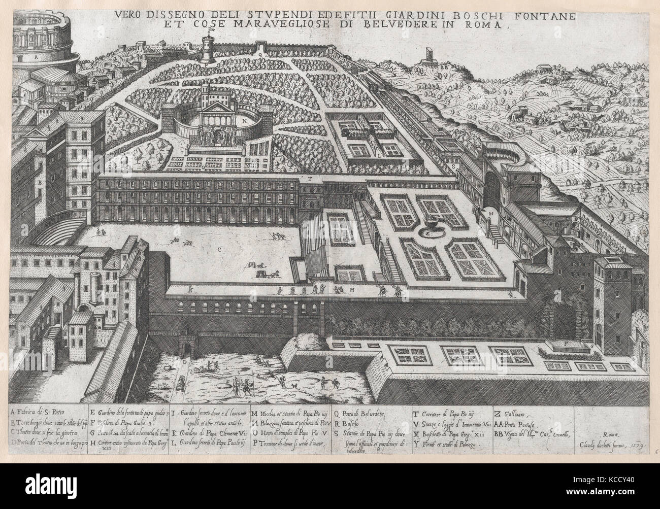 Speculum Romanae Magnificentiae: Aerial View of the Belvedere and its Gardens, Attributed to ...