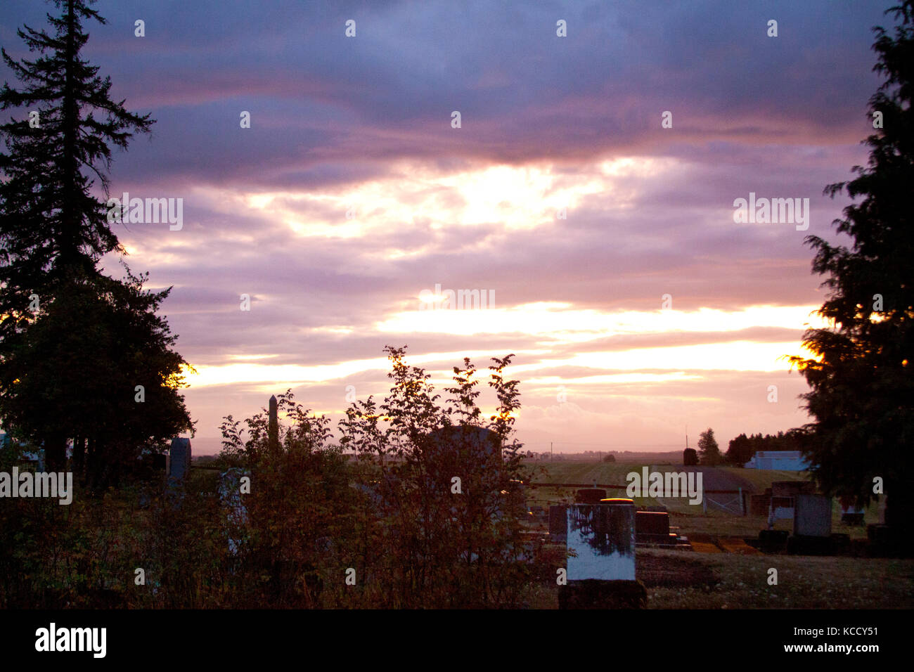 Oregon cemetery at sunset Stock Photo - Alamy