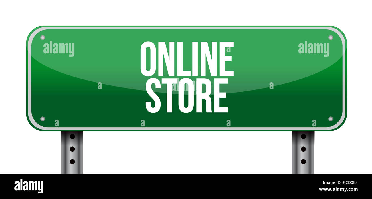 online store street road sign concept illustration design over a white ...