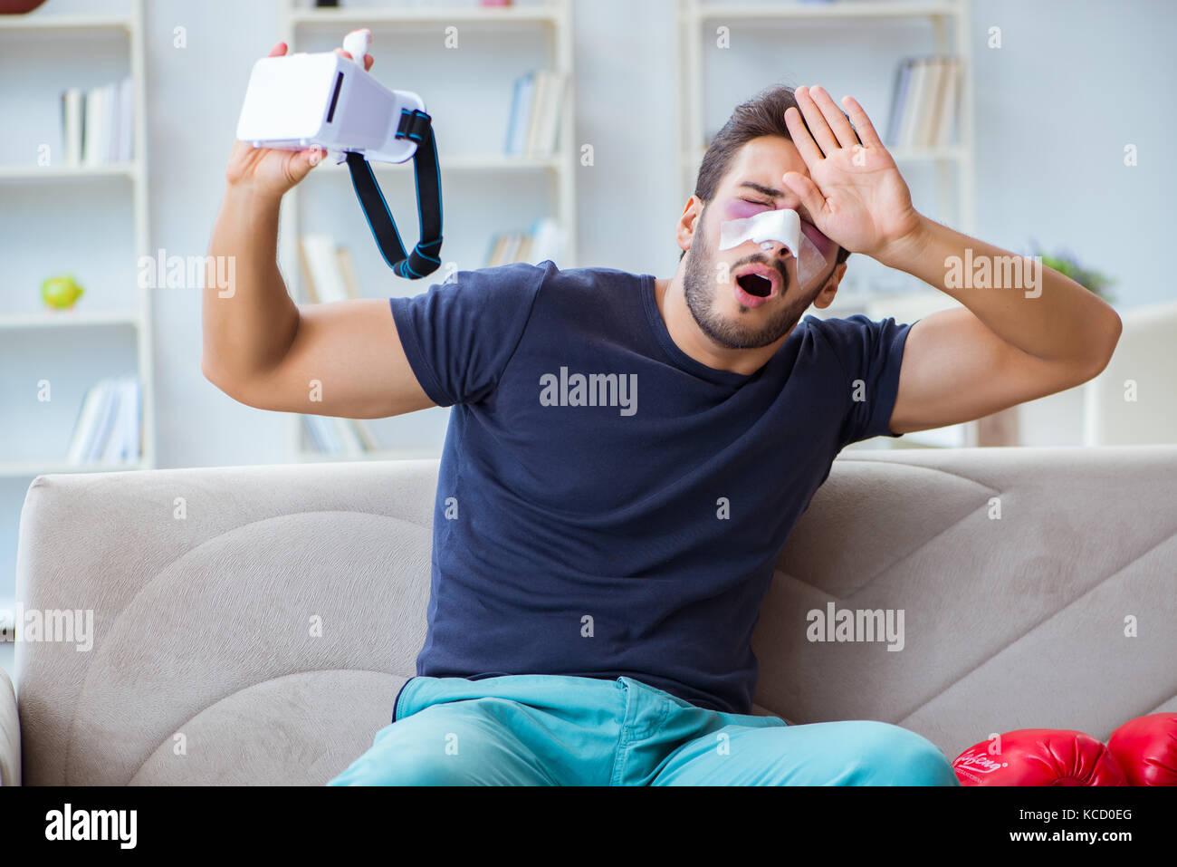 Young man defeated in sports game suffered loss with broken bleeding ...