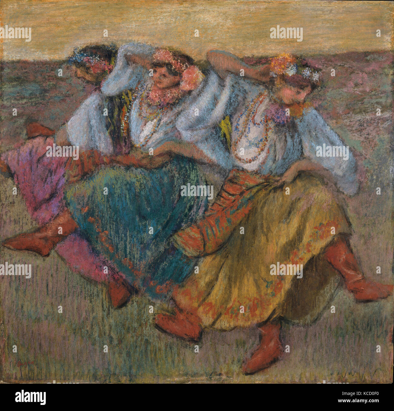 Russian Dancers, 1899, Charcoal and pastel, on tracing paper, mounted on cardboard, 24 3/4 x 25 ...