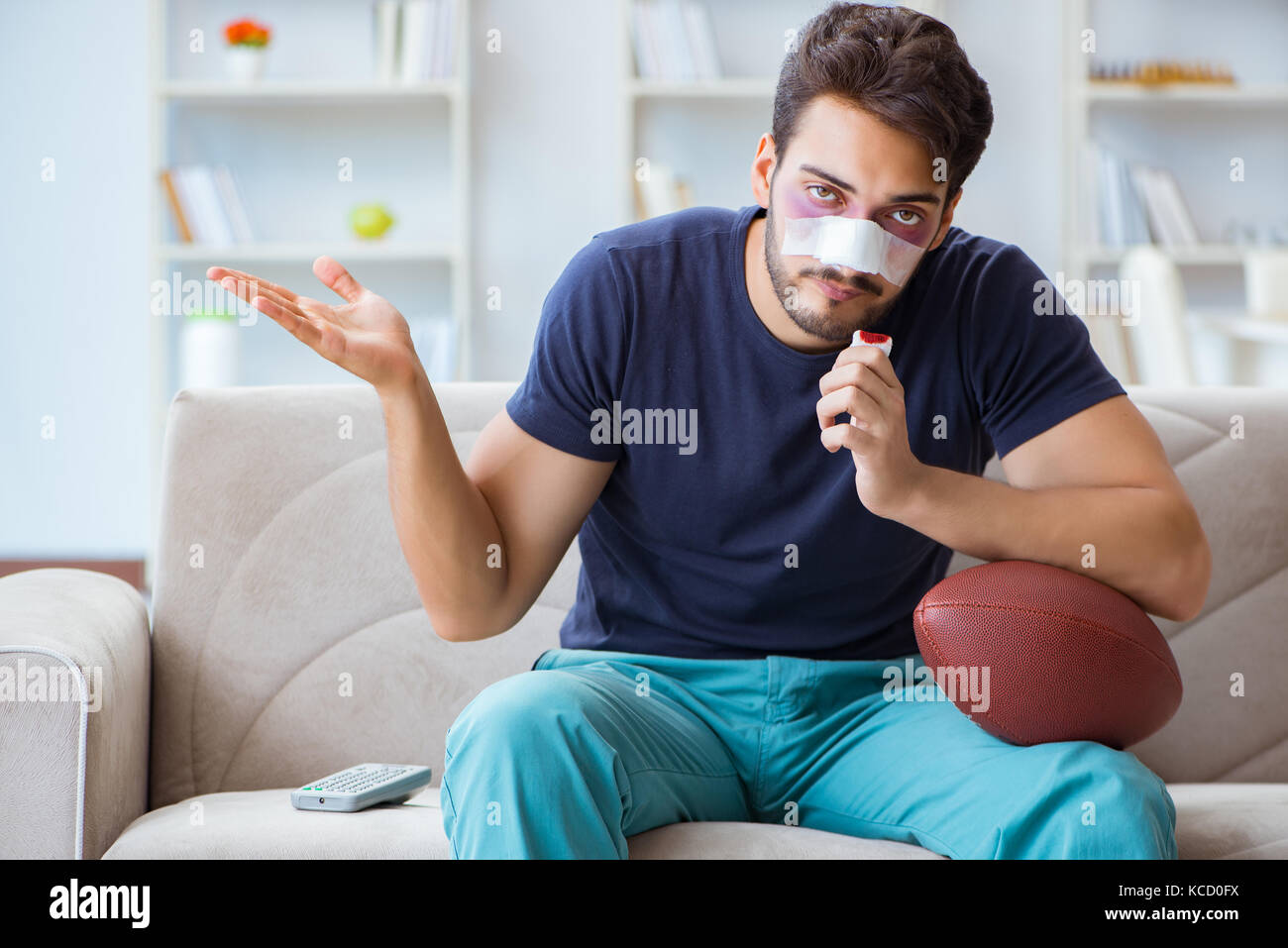 Young man defeated in sports game suffered loss with broken bleeding ...