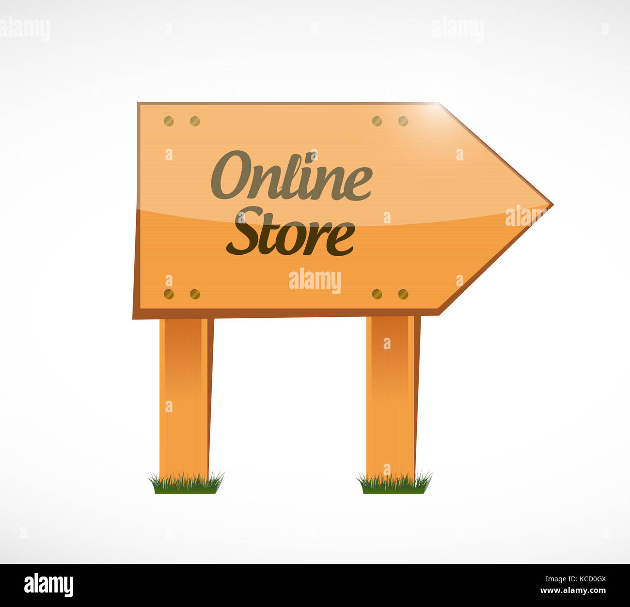 online store wood sign concept illustration design over a white ...