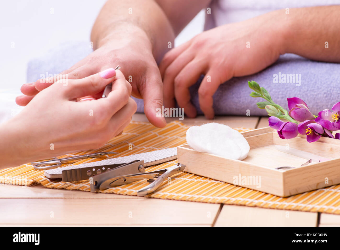 Hand manicure concept for man Stock Photo - Alamy