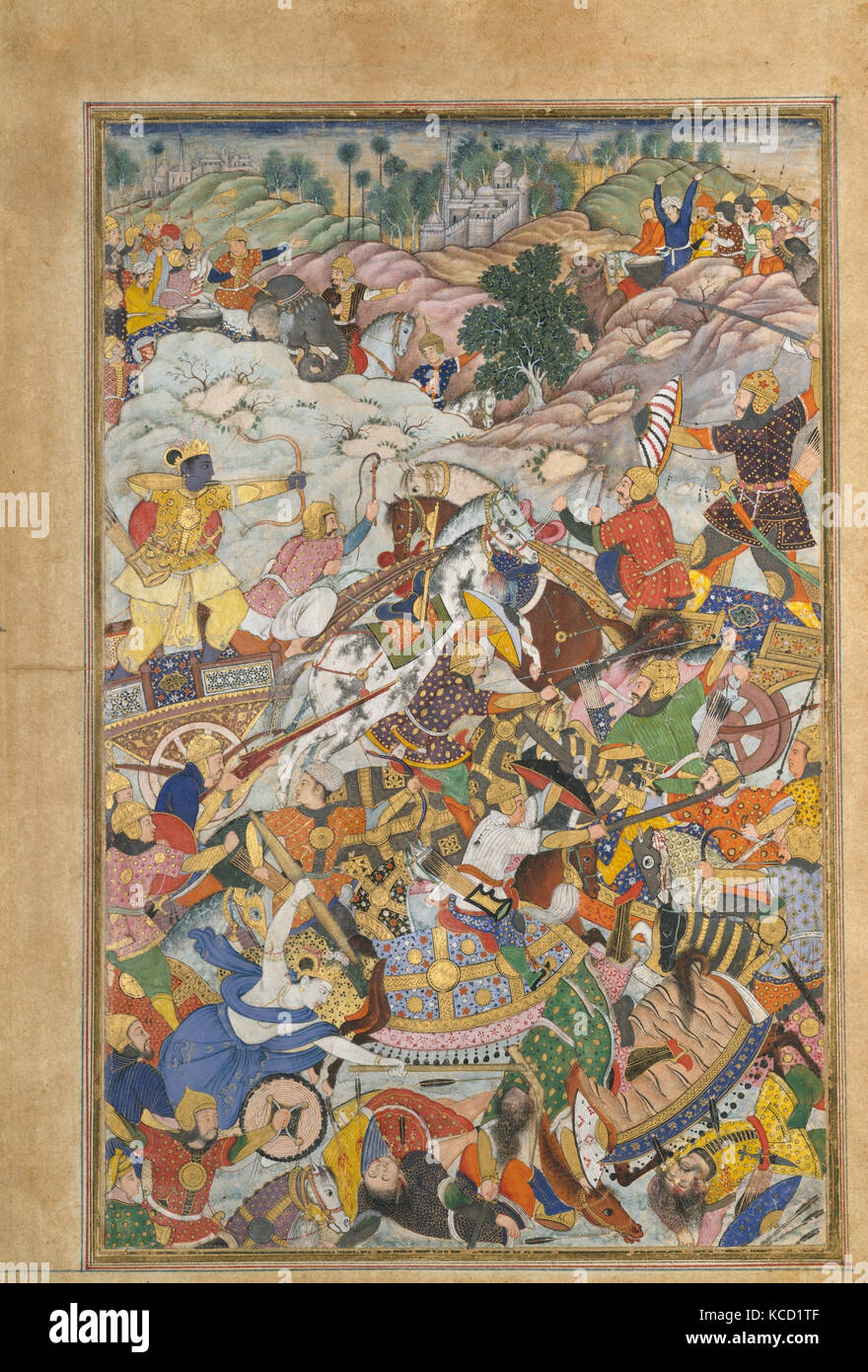 "Krishna and Balarma Fighting the Enemy", Folio from a Harivamsa (The ...
