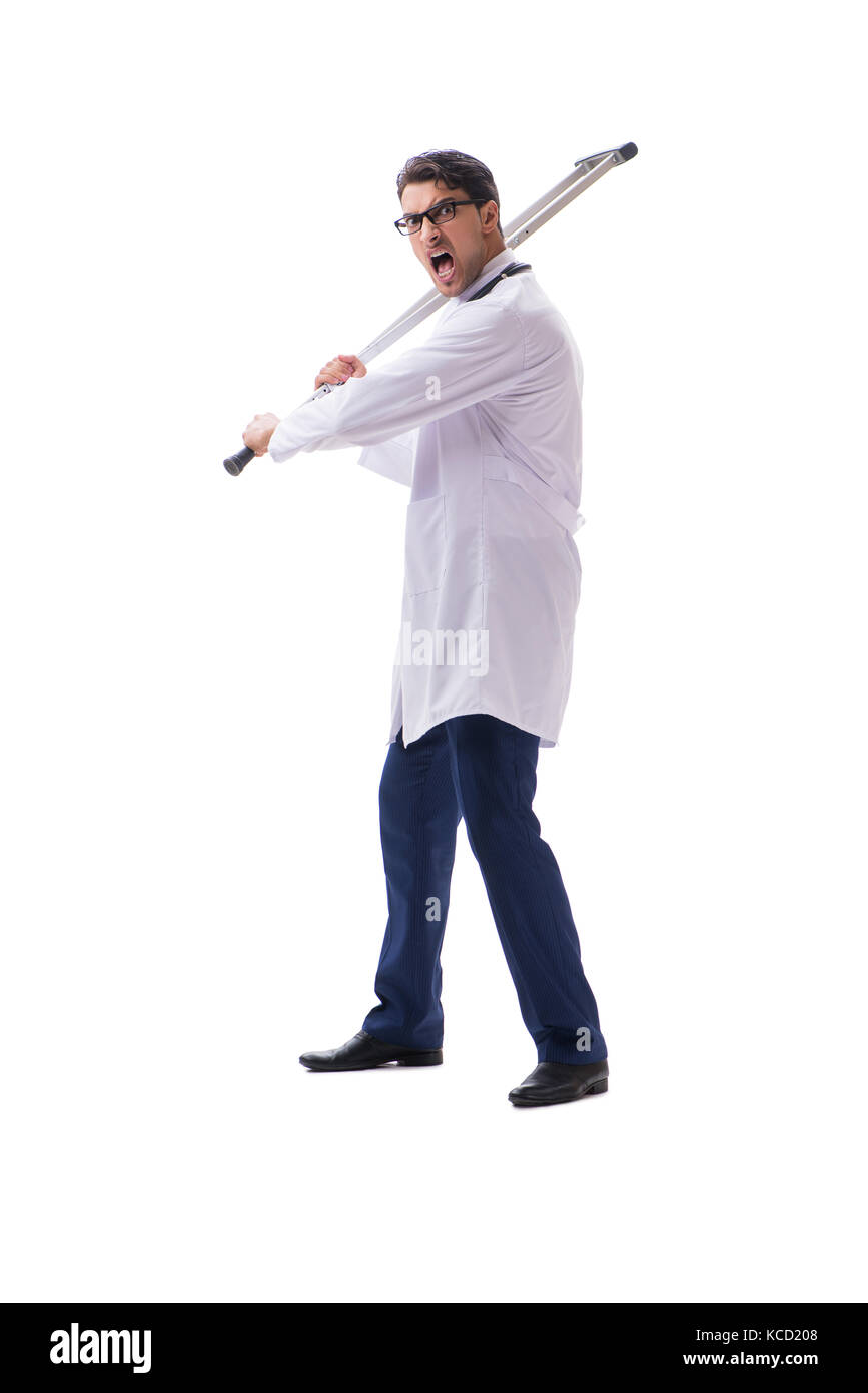 Young doctor physician standing walking isolated on white background ...