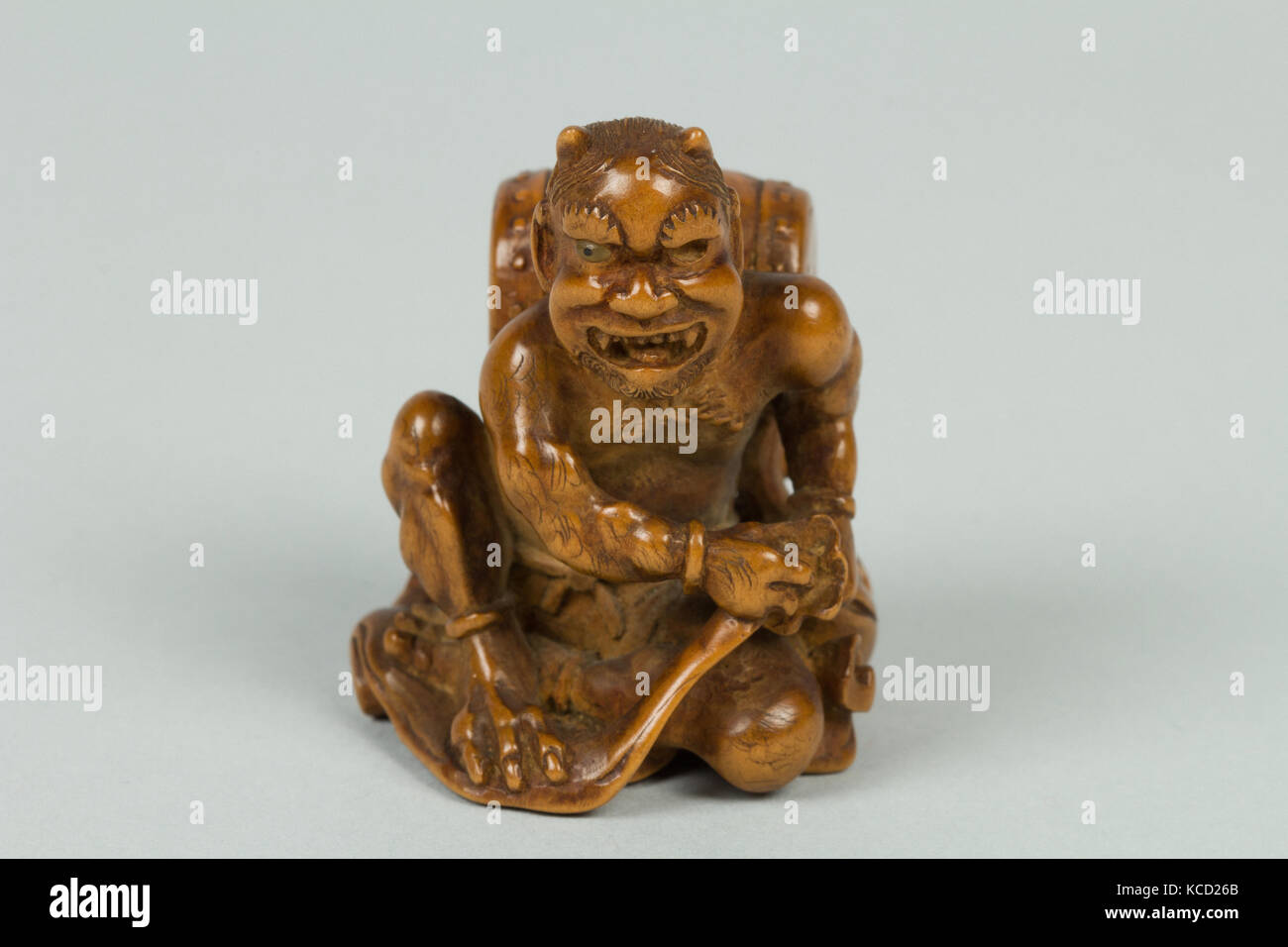 Netsuke of Demon, 19th century, Japan, Wood, H. 1 3/4 in. (4.4 cm); W ...