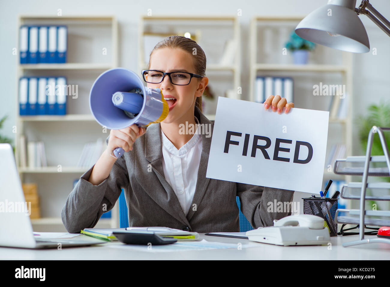Female businesswoman boss accountant working in the office Stock Photo ...