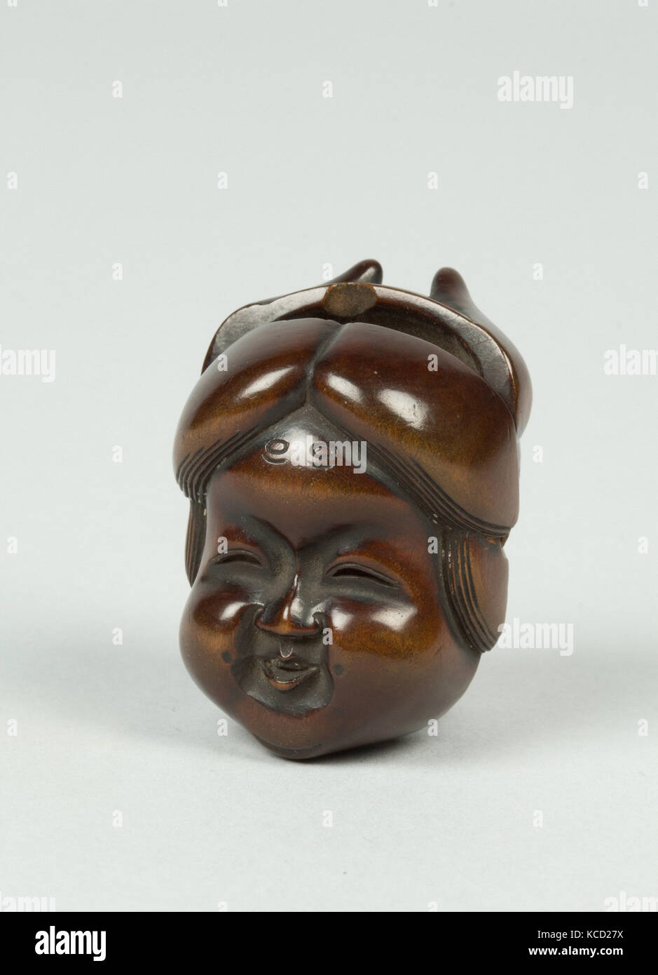 Netsuke of Mask; Fat-Faced Girl and Demon, 18th century Stock Photo - Alamy