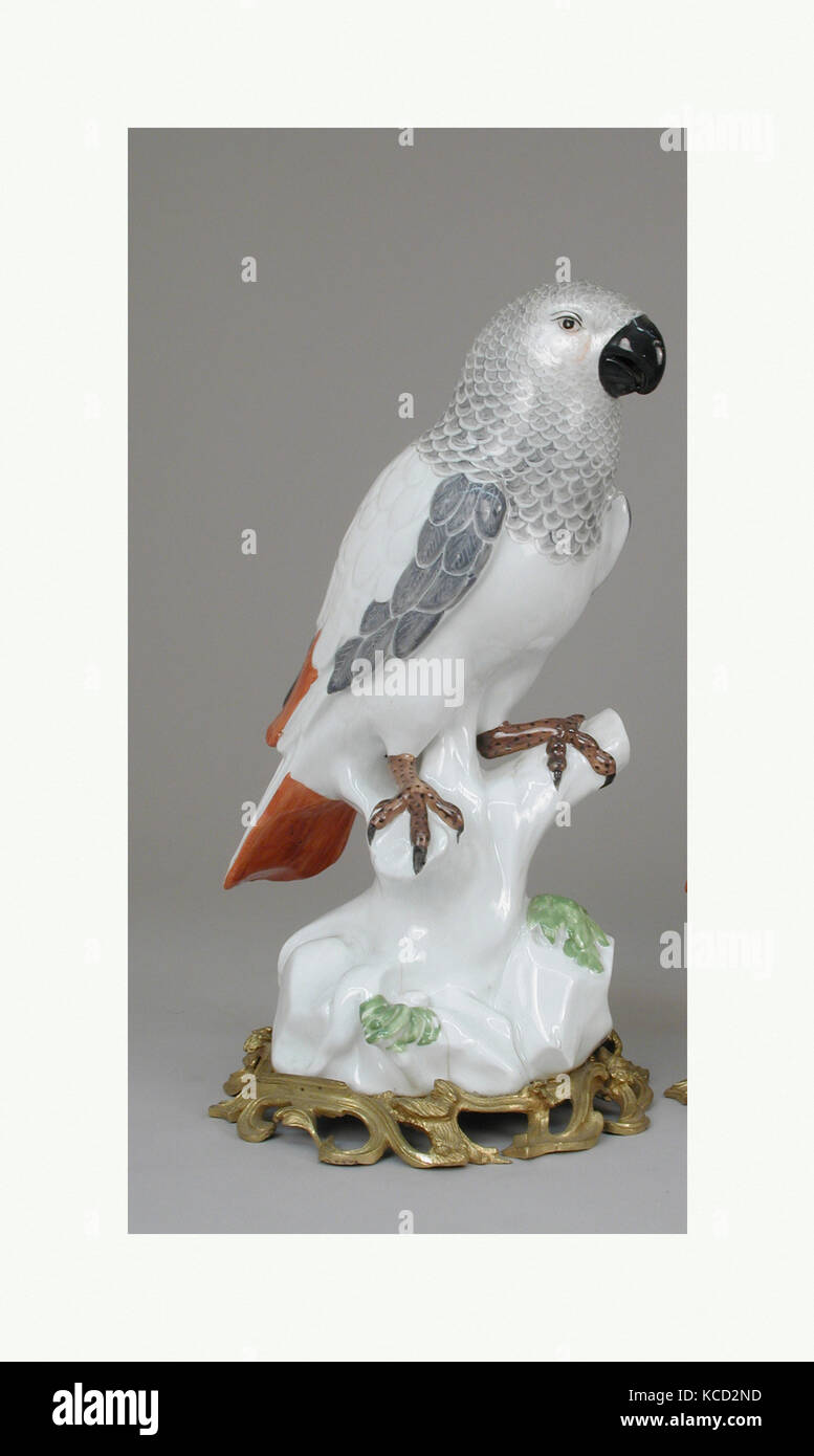 Pair of Grey Parrots, mid-18th century, or later, German, Meissen, Hard ...
