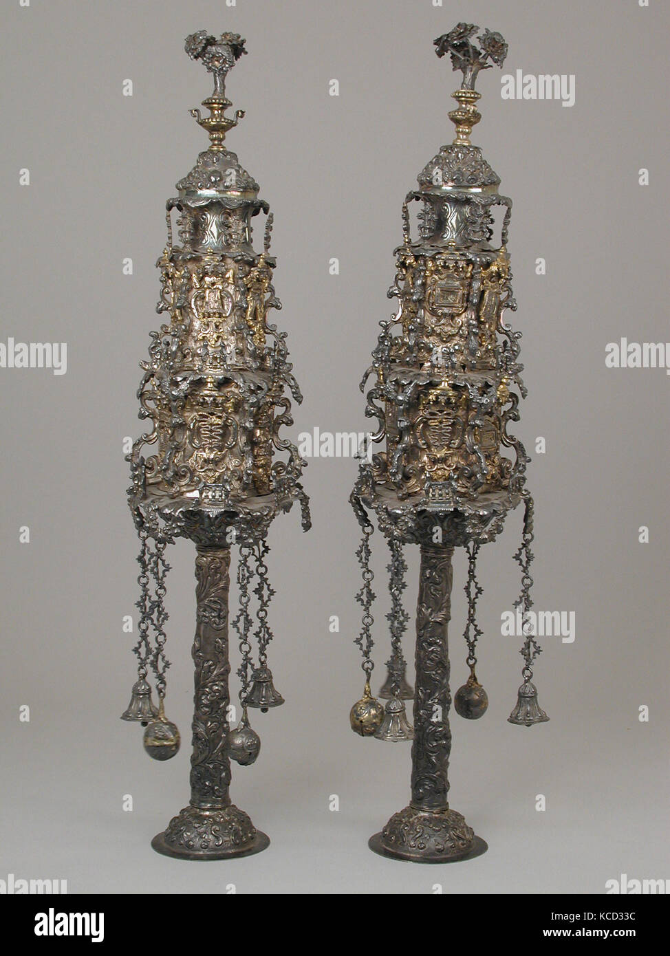 Pair of Torah finials (rimonim), ca. 1740–50, Italian, Venice, Parcel ...