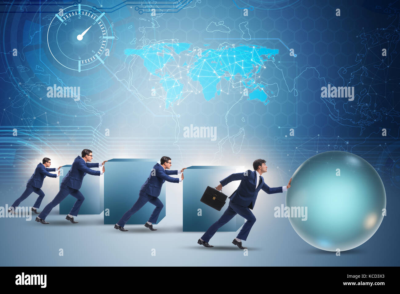 Businessman in competition rivalry concept beating rivals Stock Photo ...