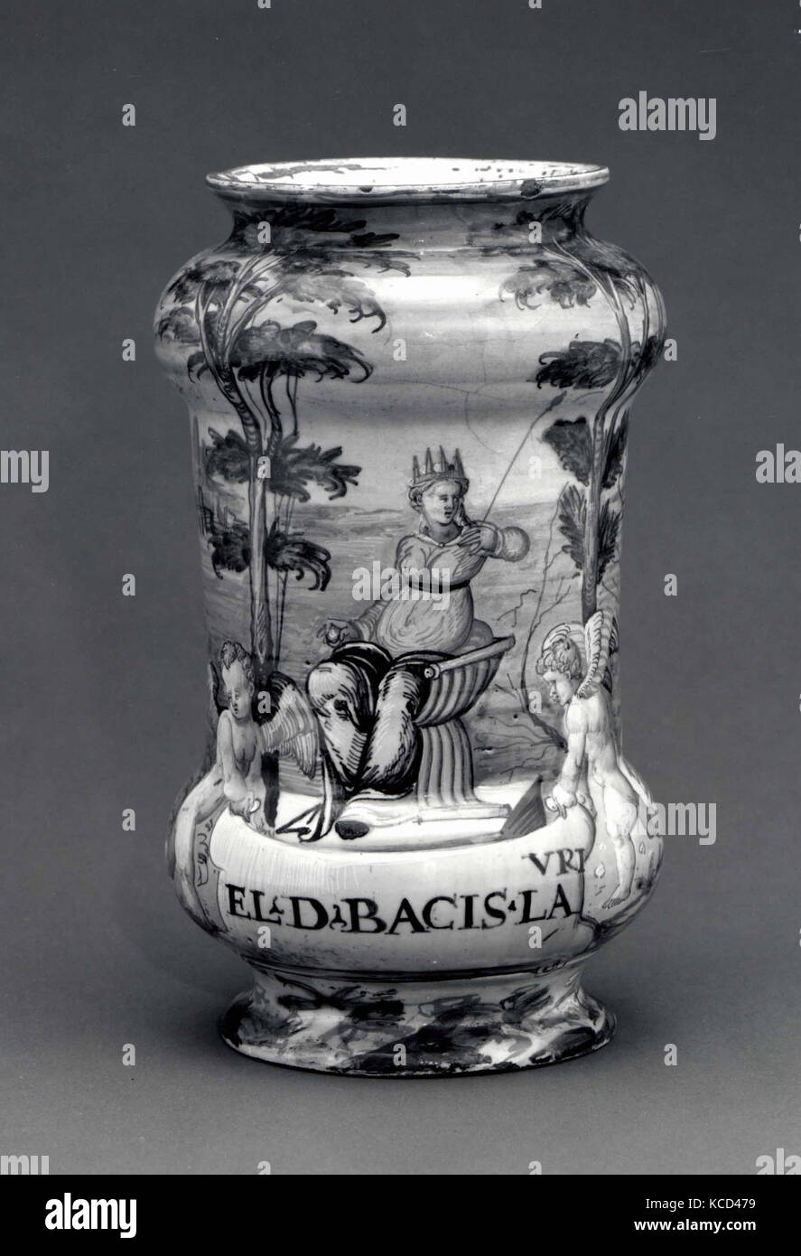 Apothecary jar (albarello), ca. 1560–70, Italian, Urbino, Maiolica (tin ...