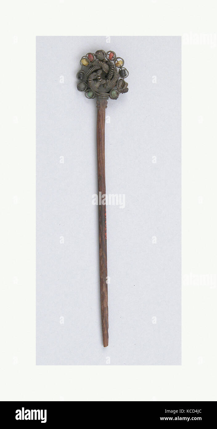 Hairpin, 5th–6th century, Made in Byzantine Egypt, Coptic, Wood, metal ...